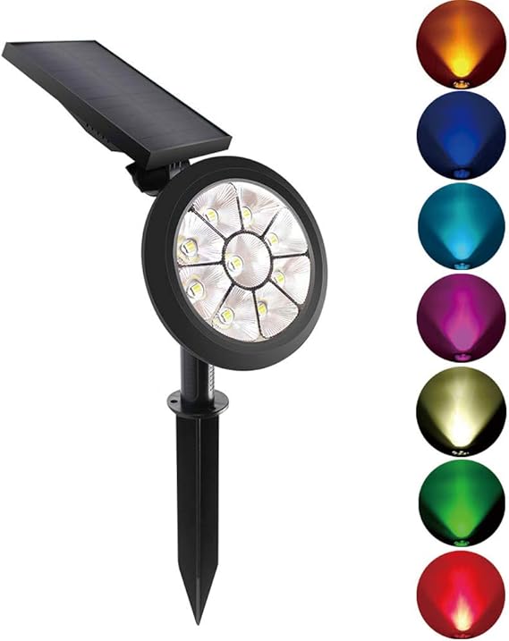 Solar Spotlights Outdoor Solar Lights Color Changing Super Bright 9 ...