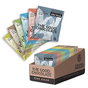 Amazon.com : The Good Chocolate Zero Sugar Dark Chocolate Bars, Variety ...