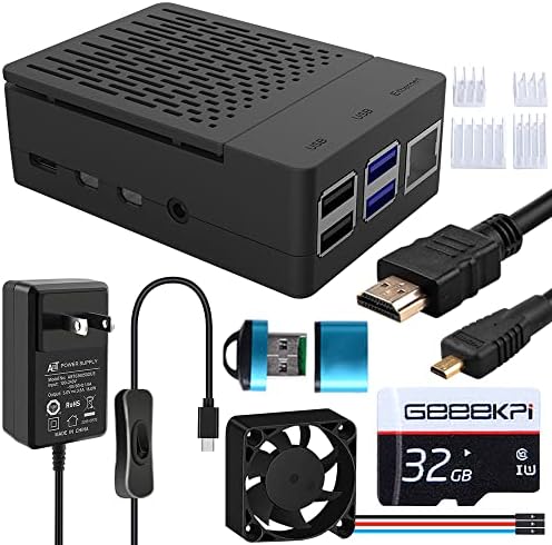 GeeekPi Raspberry Pi 4 Case with PWM Fan, 18W 5V 3.6A Raspberry Pi 4 ...