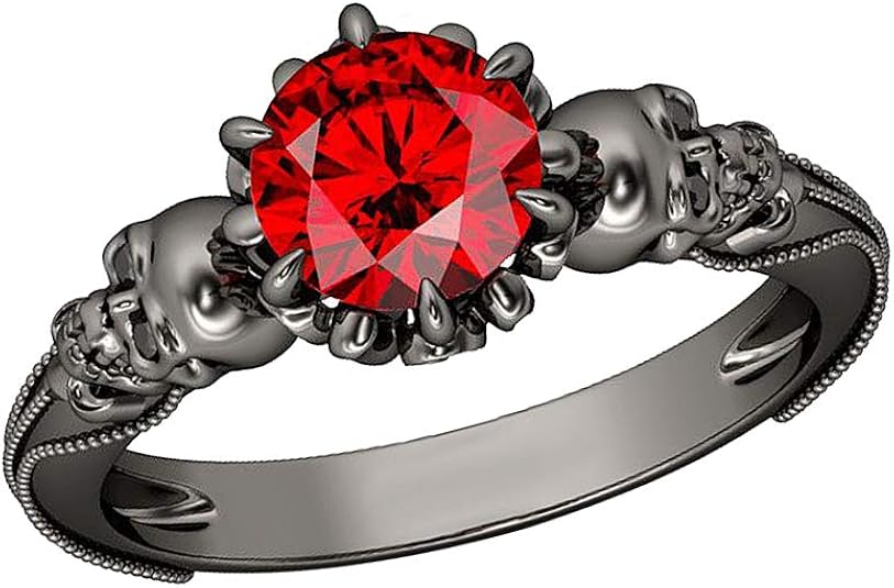 Amazon.com: 1.00 Ct Round Cut Synthetic Red Ruby & Simulated Diamond ...