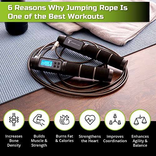 Cordless Jump Rope with Calorie Counter and Timer plus Adjustable 9 ...