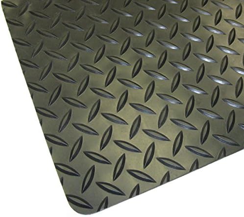 Thermodyn 1/8" x 4'x10' Rubber Diamond Plate Flooring, Black in Color ...