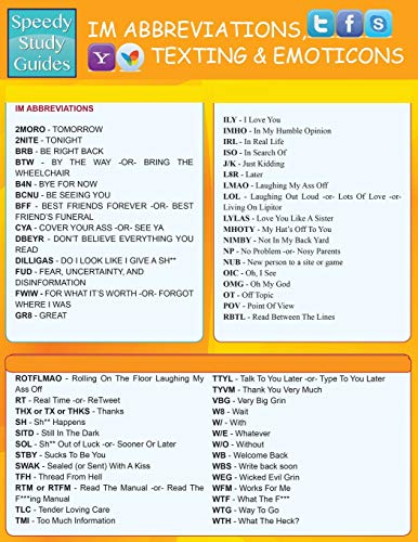 Instant Messaging Abbreviations, Texting and Emoticons: Quick Reference ...