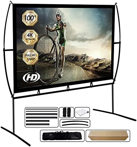 AoiSouk Projector Screen with Stand Foldable Portable Movie Screen 100 ...