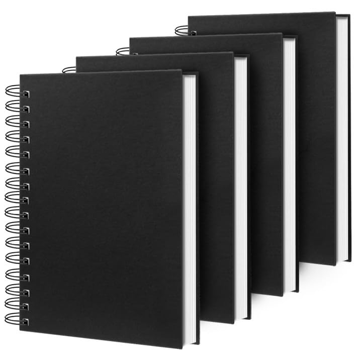 Ouzoustate Lined Spiral Notebook A4 Large Black Journal 8.5" x 11"-4 ...
