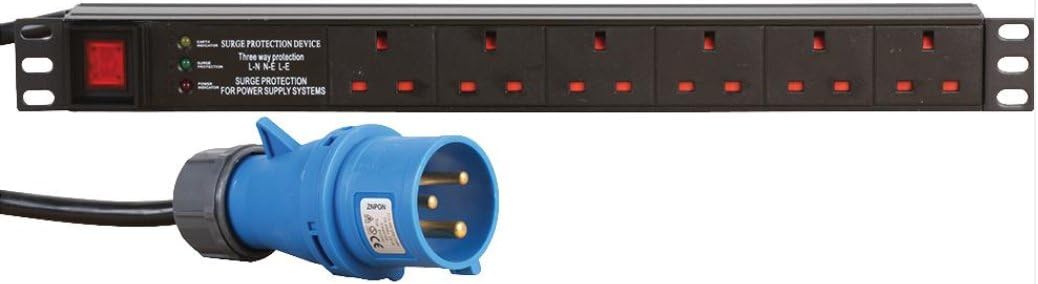 Dynamode 6 Way 16 AMP Horizontal 13A Switched Power Distribution Unit (PDU) For Server Cabinets ...