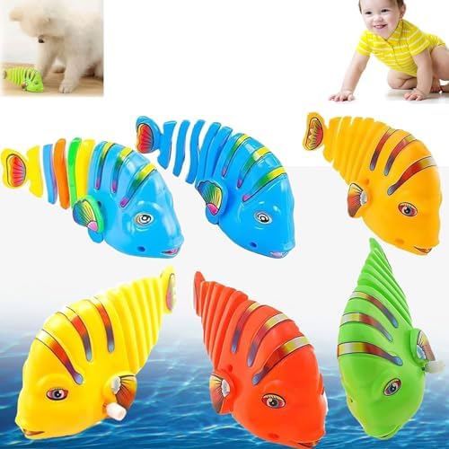 Clockwork Swinging Cartoon Fish Toys, 2024 New Plastic Wiggle Fish ...