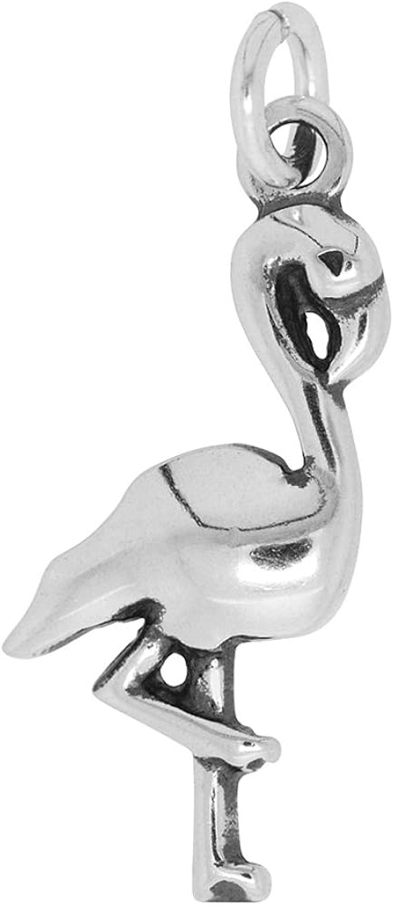 Amazon.com: Sterling Silver Polished Flamingo Charm (Approximately 22 x ...