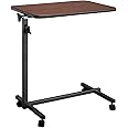 Amazon.com: Adjustable Overbed Bedside Table with Wheels, Tilt Top Overbed Table with Wheels ...