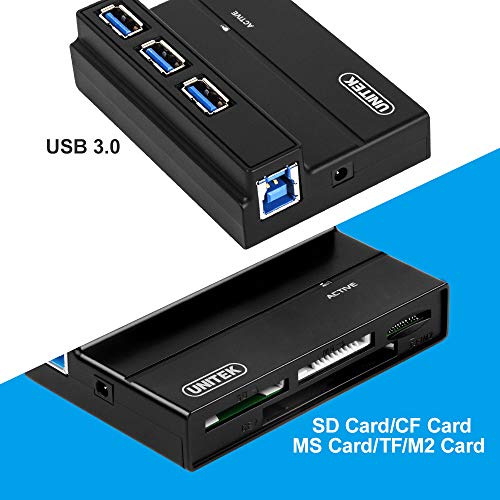 Flash Memory Card Reader, UNITEK 3-Port USB 3.0 USB Hub SD MS CF TF M2 ...