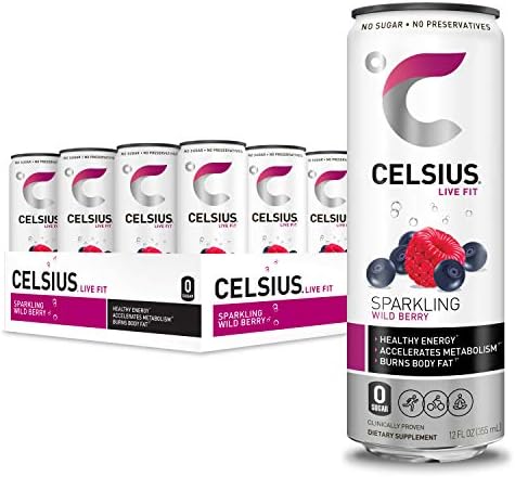 CELSIUS Sparkling Wild Berry Fitness Drink, Zero Sugar, 12oz. Slim Can ...