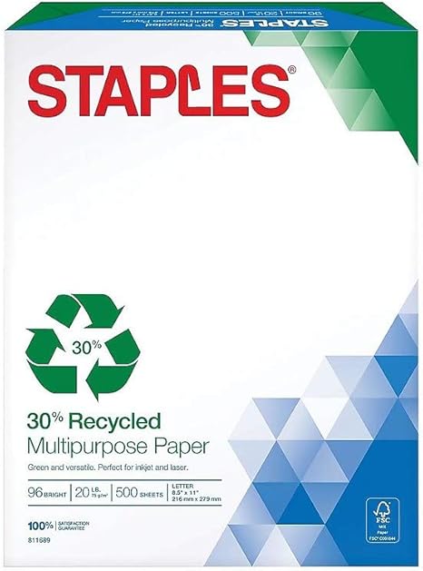 Amazon.com : Staples 811689 30% Recycled 8.5-Inch x 11-Inch ...