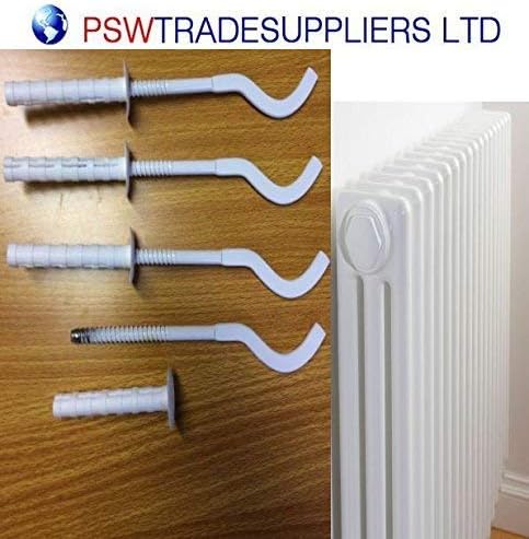 4X Universal Designer Radiator Wall Mount Brackets (White) with Free ...