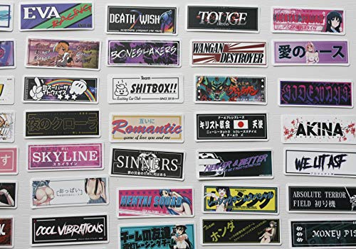 50Pcs JDM Decals Japanese Car Stickers Racing Stripes Car Window Decals ...