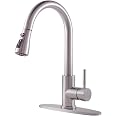 KINGO Kitchen Faucet, Brushed Nickel Kitchen Faucets with Pull Down ...