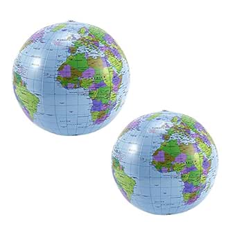 Amazon.com: 2 PCS 16 Inch PVC Inflatable Blow up World Globe Beach Ball ...