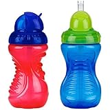 Amazon.com : Nuby 2-Pack No-Spill Cup with Flex-Straw, 10 Ounce, Red and Blue : Baby