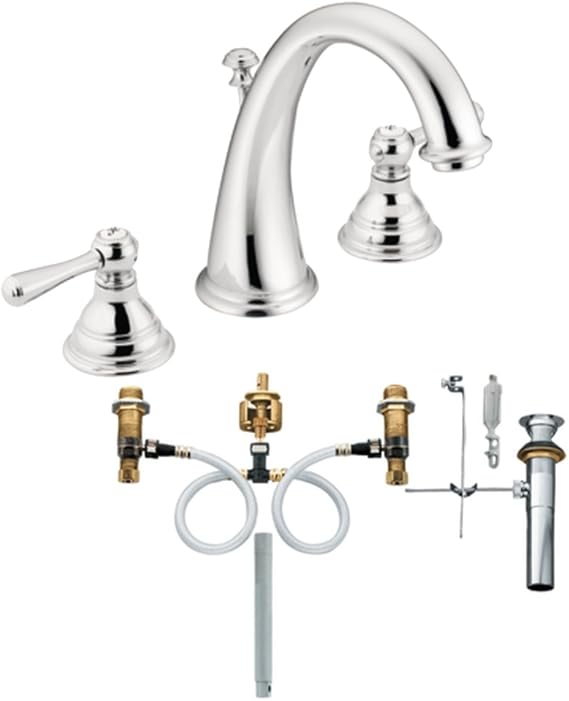 Moen T6125-9000 Kingsley Two-Handle High Arc Bathroom Faucet with Valve ...