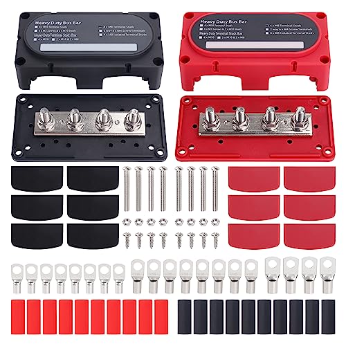 300A Heavy Duty Module Bus BAR 12V 24V 48V DC Power Distribution Block with 4 x 5/16" (M8 ...