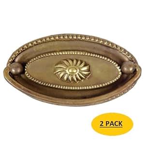 A29 Hepplewhite Oval Drawer Pull, Antique Brass, Handmade, 2-pack ...