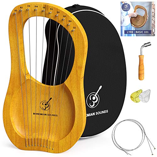 Lyra Harp 10 Strings - Premium Mahogany Wood Bone Saddle Ancient Greece ...