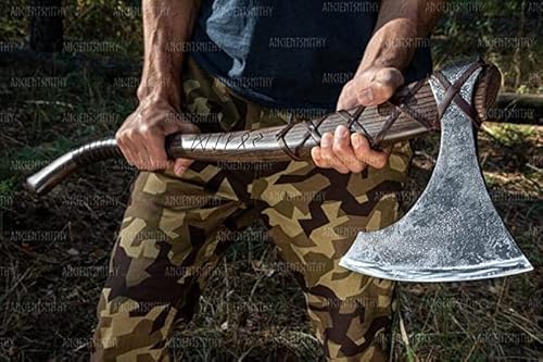 War Axe, Two Handed war Axe, Hand Forged Steel Axe, Norse Battle Axe ...