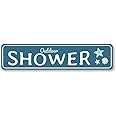 Outdoor Shower Beach Sign, Beach House Metal Sign - 4 x 18 inches ...