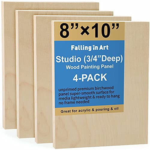 Unfinished Birch Wood Canvas Panels Kit, Falling in Art 4 Pack of 8x10 ...