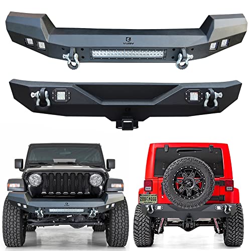 Ronghui JL Txextured Front and Rear Bumper with LED Lights & D-Rings ...