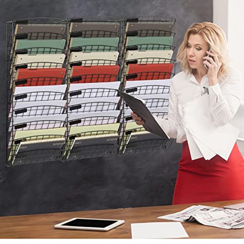 VEESUN Wall File Holder Organizer,10 Tier Hanging Wall Mount File Paper ...