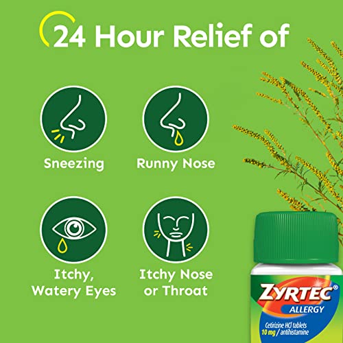 Zyrtec 24 Hour Allergy Relief Tablets With Cetirizine HCl Antihistamine ...