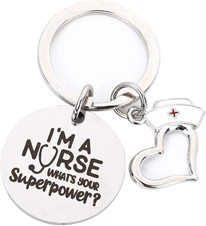 ZOYLINK Nurse Charm Keychain Creative Fashion Engraved Stainless Steel ...
