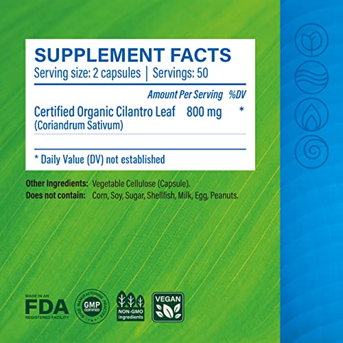 MAUWE HERBS Cilantro Supplement - Organic Cilantro Leaf Capsules ...