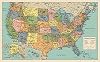 2 Pack - World Map Poster & USA Map Chart [Tan/Color] (LAMINATED, 18” x ...