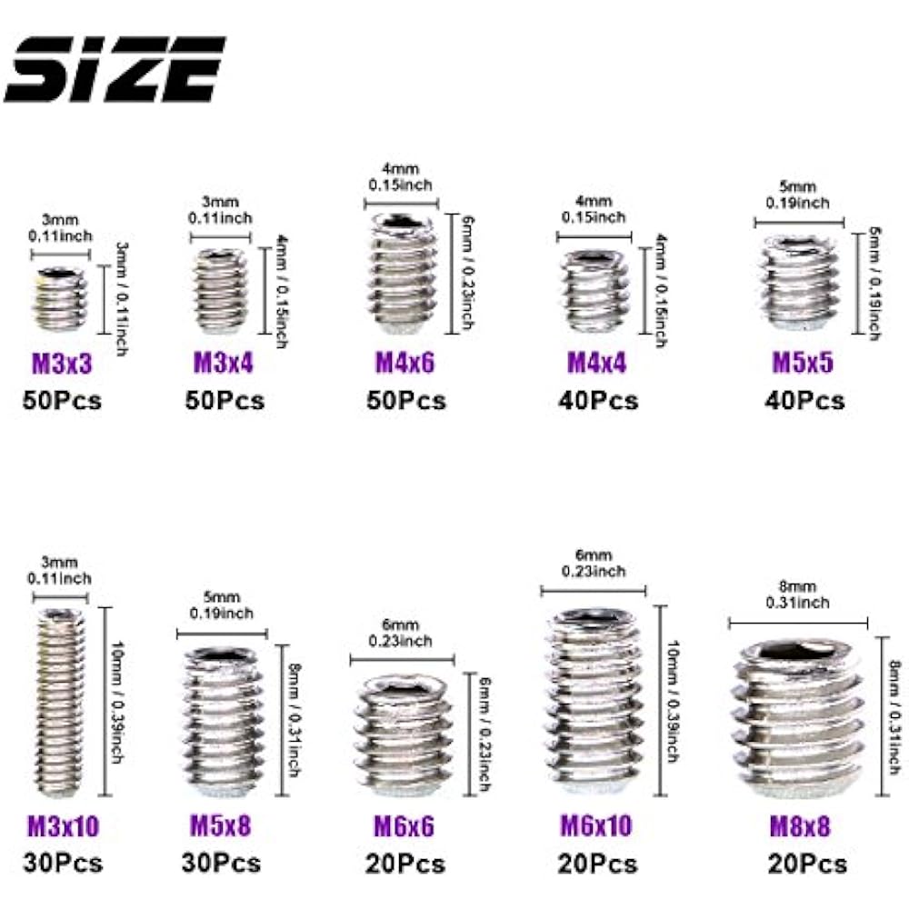 350 Pcs Stainless Steel Allen Head Socket Hex Grub Screw Assortment Kit 350-pcs-stainless-steel-allen-head-socket-hex-grub-screw-assortment-kit