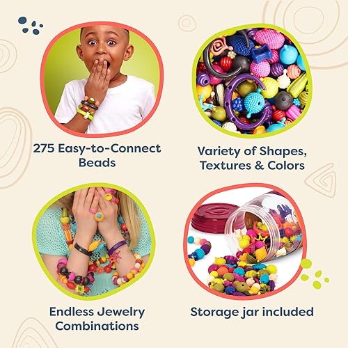 B. toys – Pop Arty! 275 Pcs- Jewlery Making Kit- Creative Pop Snap Bead ...