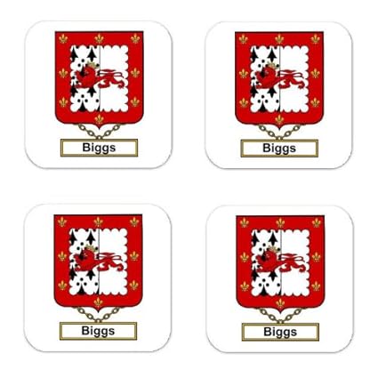 Amazon.com: Biggs Family Crest Square Coasters Coat of Arms Coasters ...