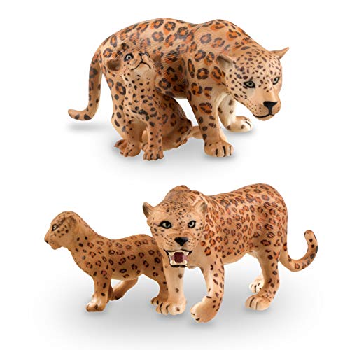 TOYMANY 4PCS Realistic Leopards Figurines with Leopard Cub, 2-5 ...