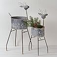 Amazon.com : Set of Two Metal Reindeer Planters : Patio, Lawn & Garden