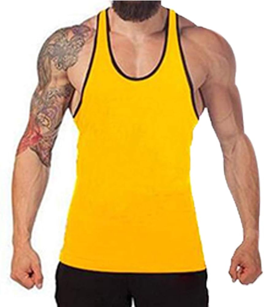 Amazon.com: TheToughWear Gym Singlets - Yellow/Black - Men's Tank Top ...