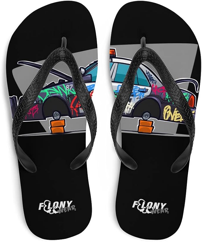 Amazon.com: Spray Painted and Stripped Cop Car Flip-Flops: Felony Wear ...