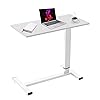 Ganggend Overbed Table with Swivel Hidden Wheels Adjustable Height ...