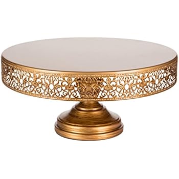 Amazon.com | Belmont 14 Inch Matte Gold Round Wedding Cake Stand ...