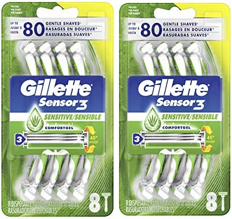 Gillette Sensor3 Sensitive Disposable Razors for Men, Enhanced ...