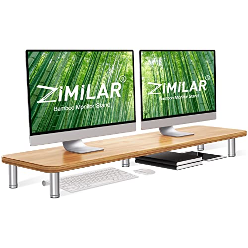 Zimilar Monitor Stand Riser for 2 Monitors, Large Dual Monitor Riser ...