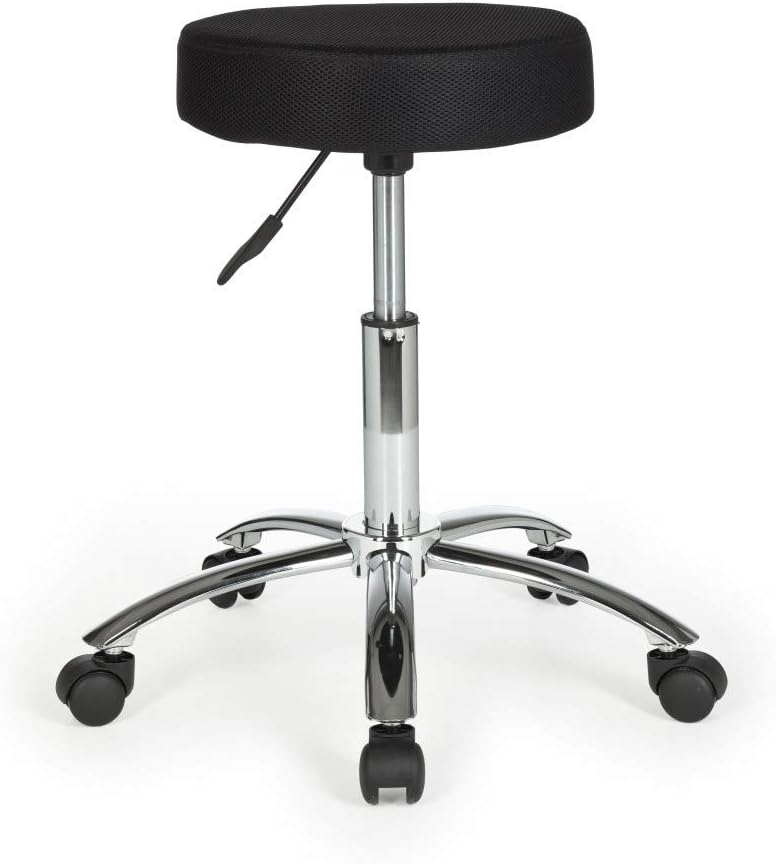 FineBuy Design Stool Black Adjustable 60-70 cm Fabric upholstered Work ...