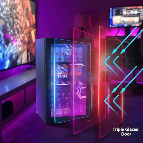 Mua HCK Gaming Mini Fridge 126 Can, Gaming Fridge with Cyberpubk RGB ...