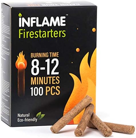 Inflame Fire Starters Firelighters 100 Pcs All Natural - Easy Burn Fire ...