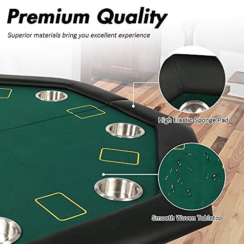 DC DICLASSE Foldable Poker Table, Octagon Card Table W/Stainless Steel ...
