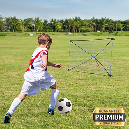 NET PLAYZ Tri Great USA Corp Easy Kickback Portable Soccer Rebounder Net, 5FT x 3FT, Quick Set ...